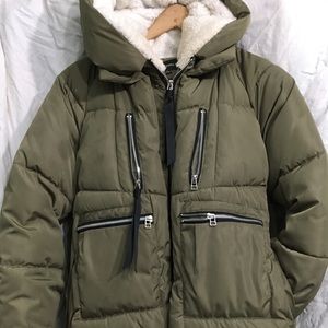 Jing | Jackets & Coats | Hip Down Puffer Jacket W Zippers And Snaps ...